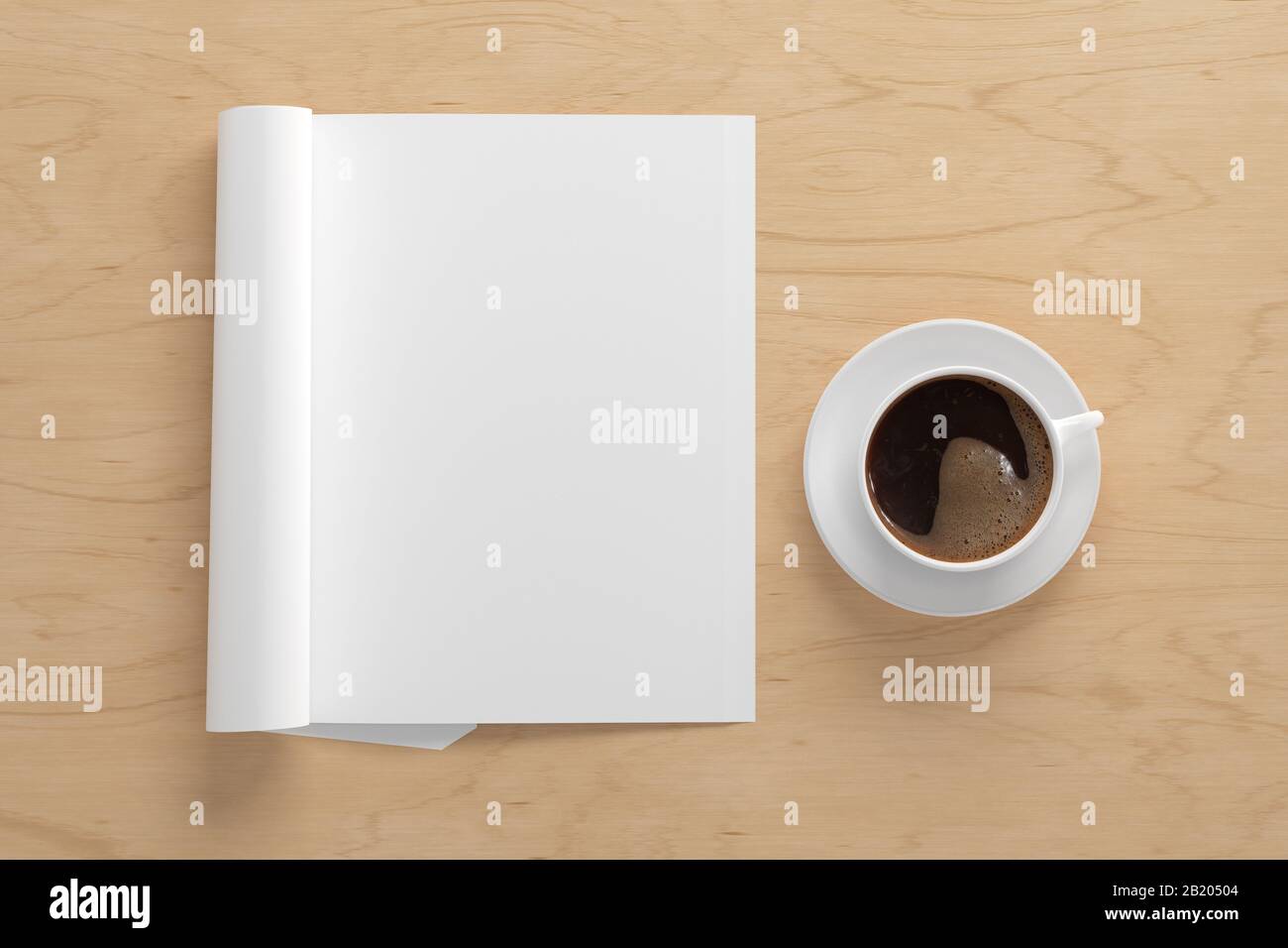 Blank vertical right magazine page. Workspace with folded magazine mock ...