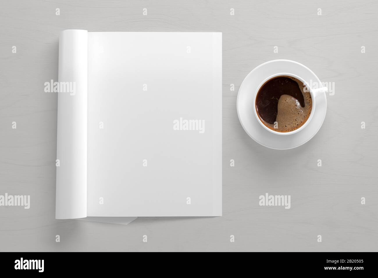 Blank vertical right magazine page. Workspace with folded magazine mock ...