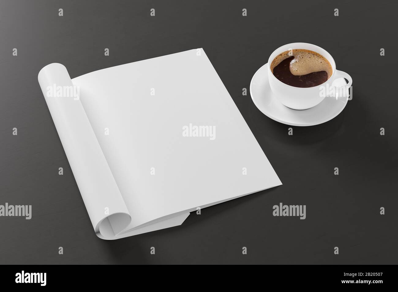Blank vertical right magazine page. Workspace with folded magazine mock ...