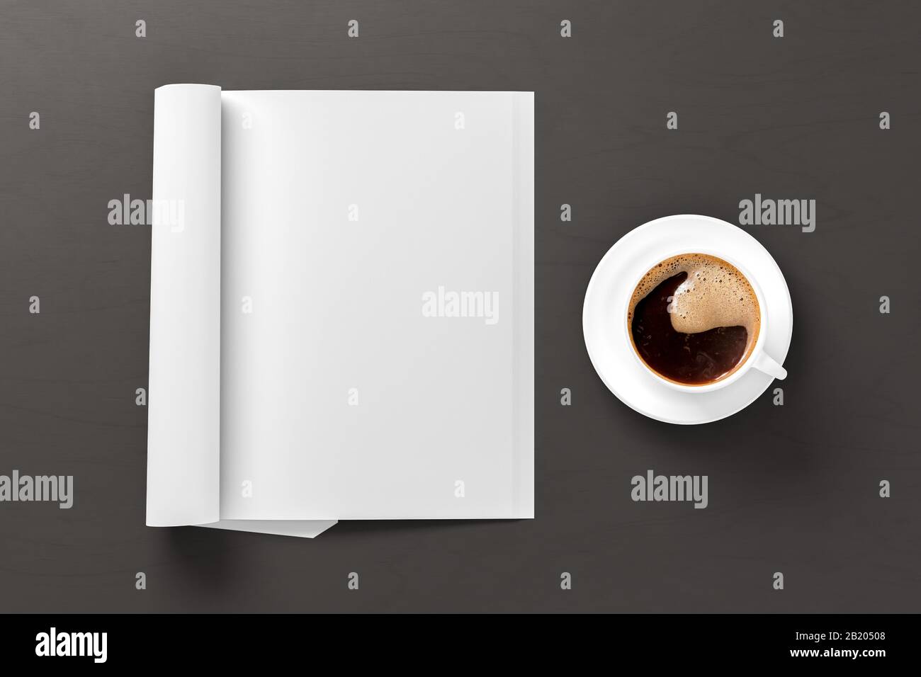 Blank vertical right magazine page. Workspace with folded magazine mock ...