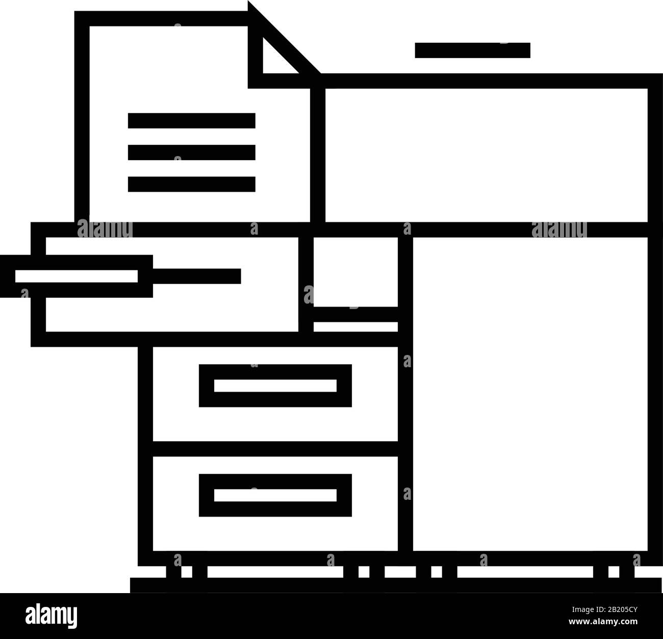 Office printer line icon, concept sign, outline vector illustration ...