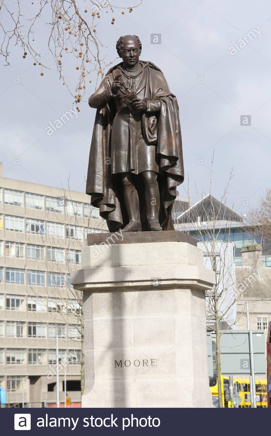 A statue of Thomas Moore, author of Moore's melodies, and one of ...