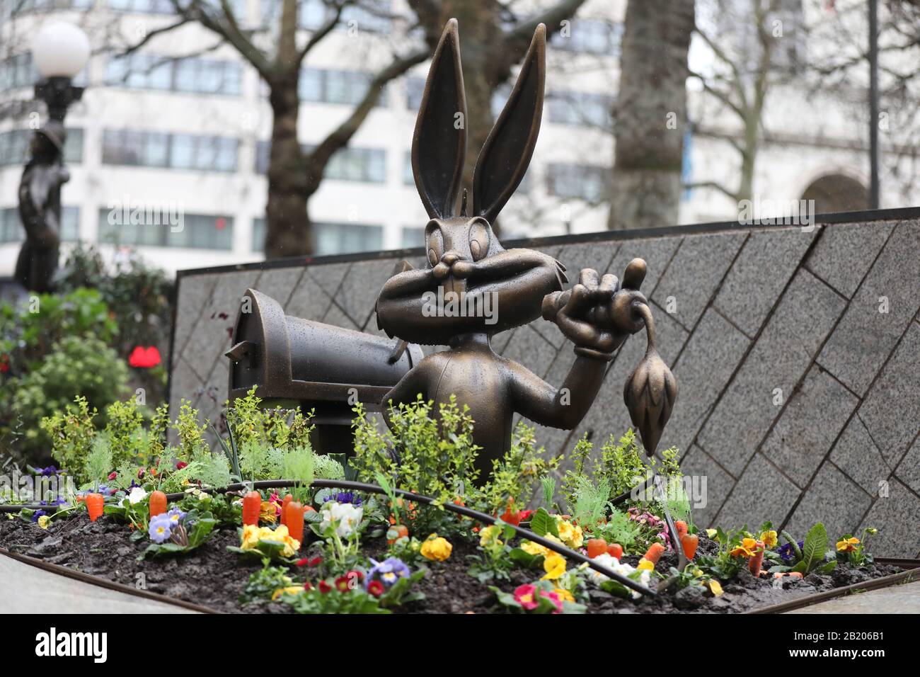 A statue of Bugs Bunny, one of eight that form the Scenes In The Square ...