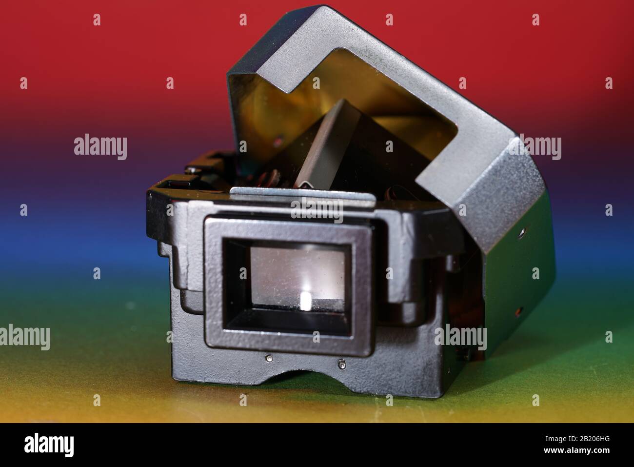 Photo glass and prisms of a disassembled camera photographed in the ...