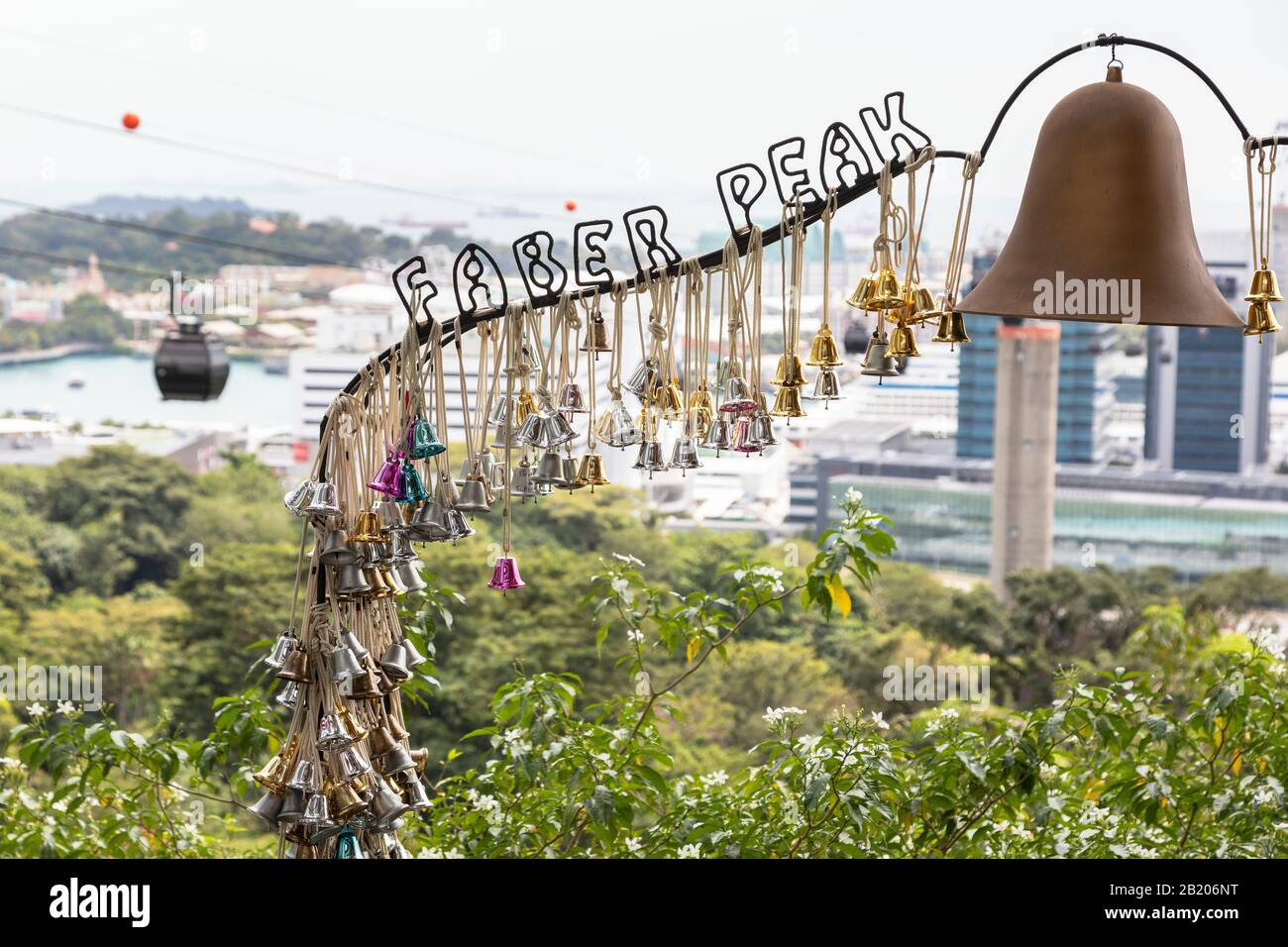 Love bells, a token of affection, attached to the wedding bell on the ...
