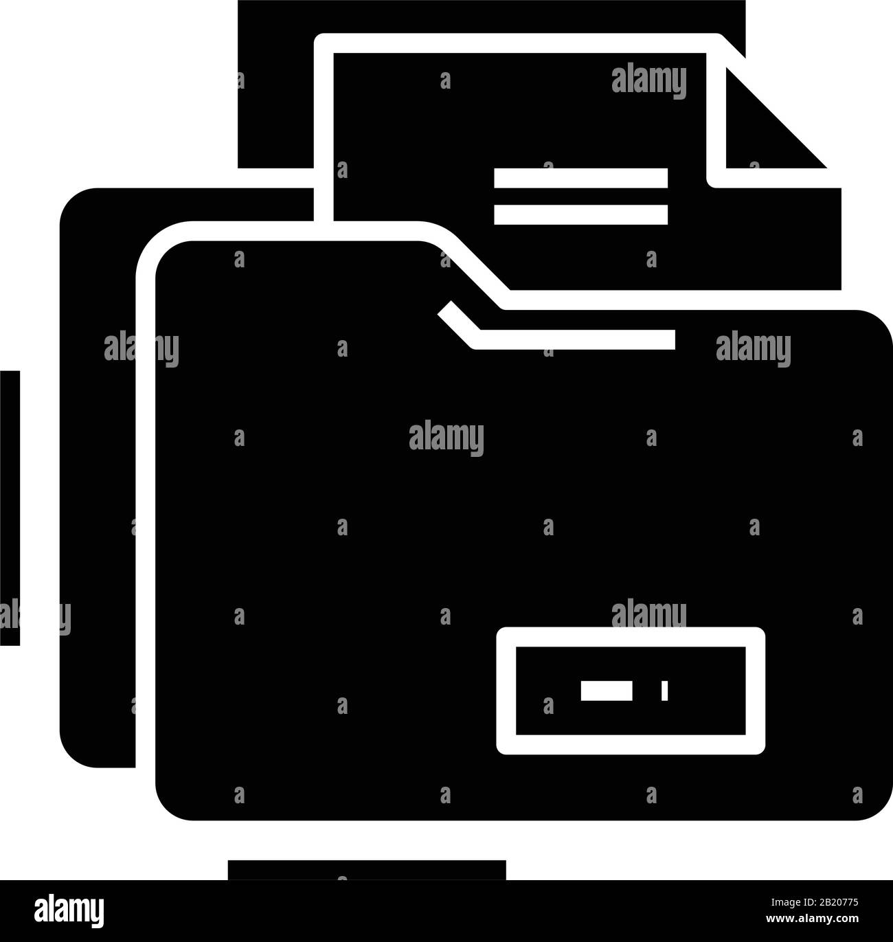 Documents black icon, concept illustration, vector flat symbol, glyph ...