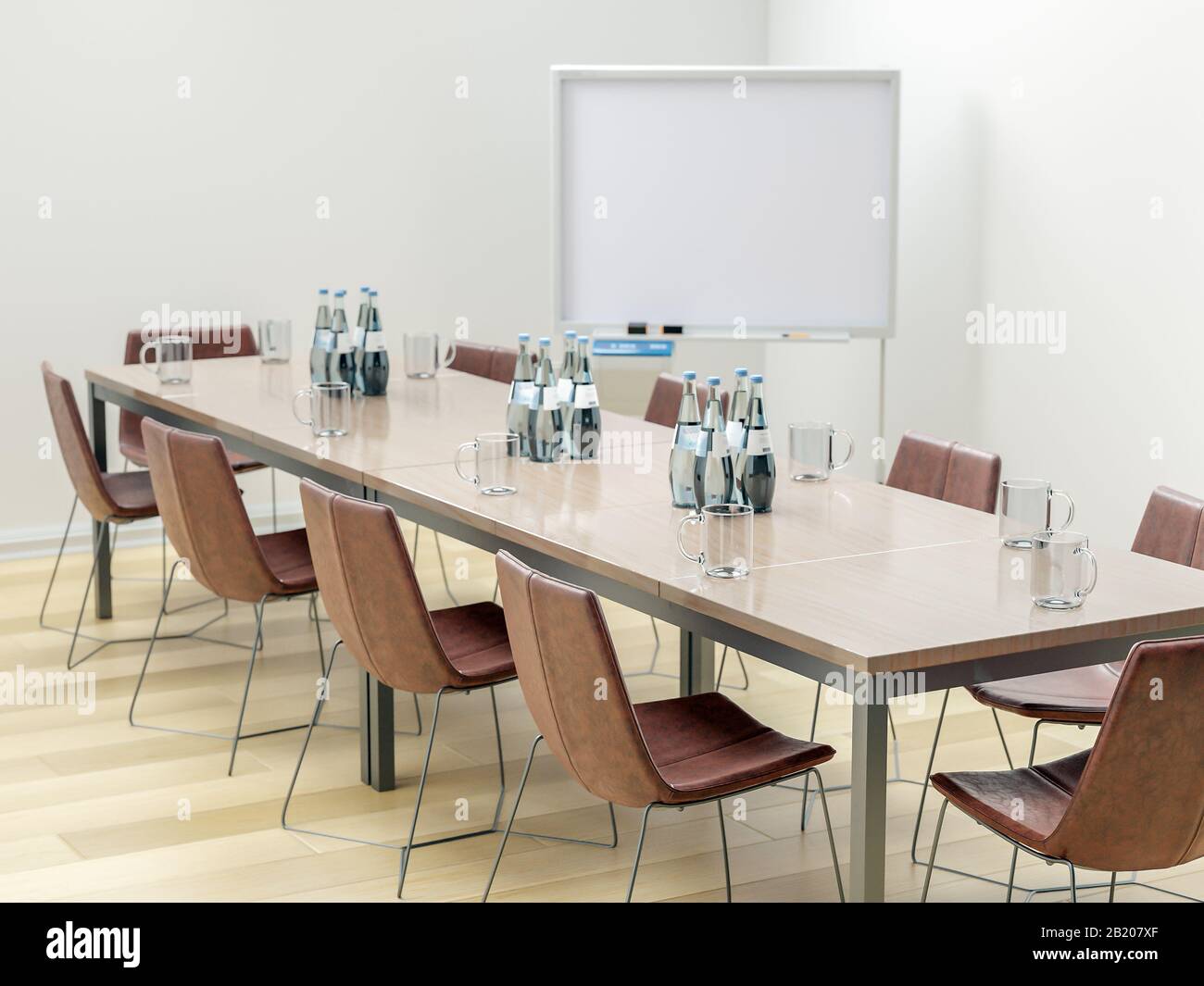 Empty conference room with table chairs and white board Stock Photo - Alamy