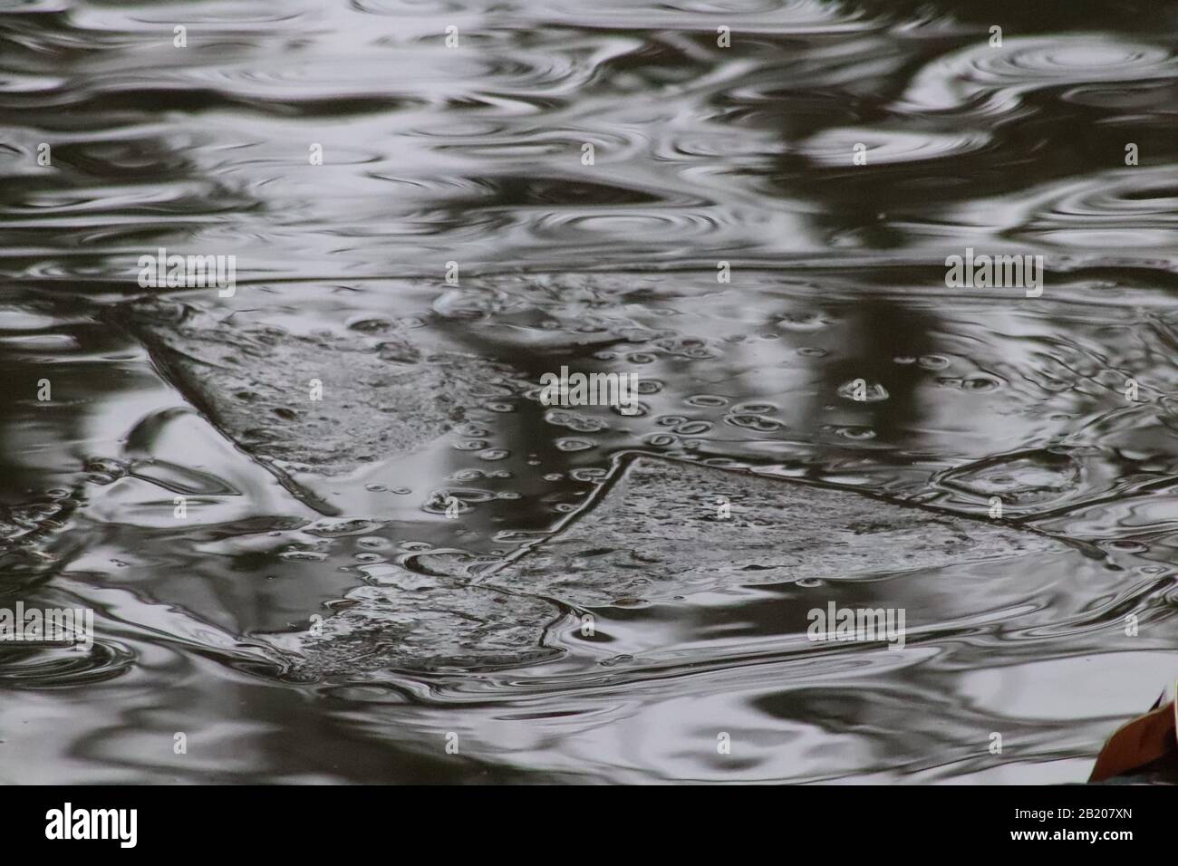 Patterns in ice on frozen pond Stock Photo - Alamy