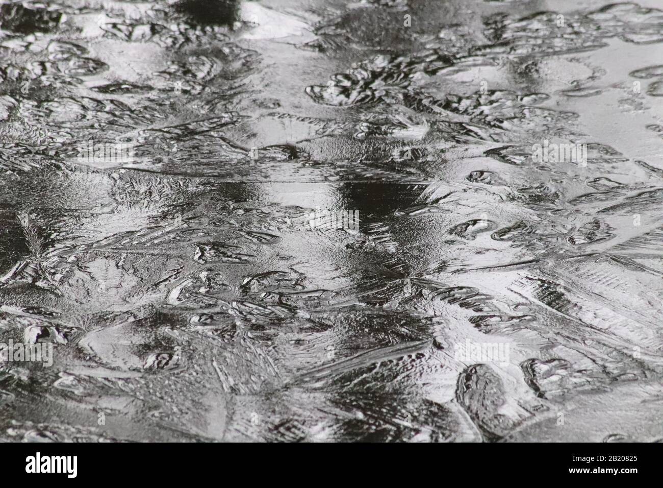 Patterns in ice on frozen pond Stock Photo - Alamy