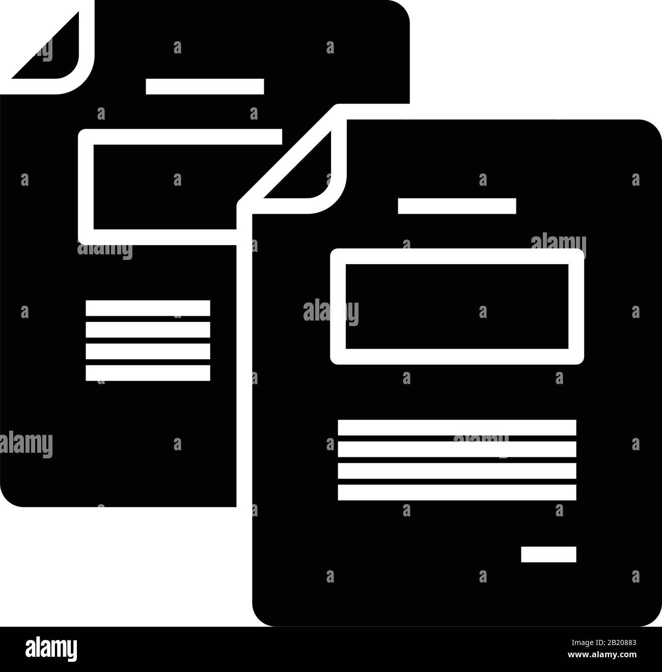 Documents black icon, concept illustration, vector flat symbol, glyph ...