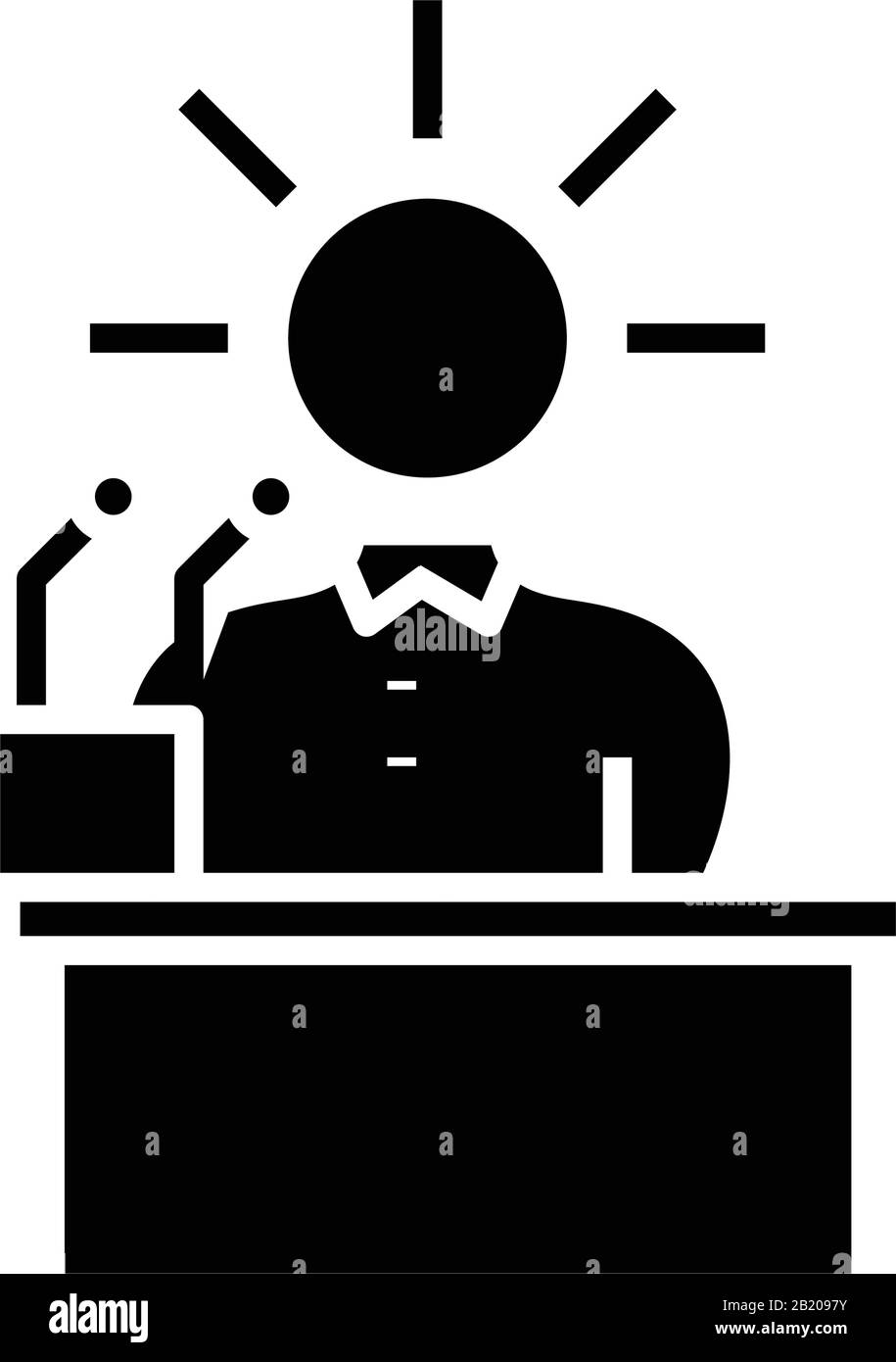 Director speech black icon, concept illustration, vector flat symbol ...
