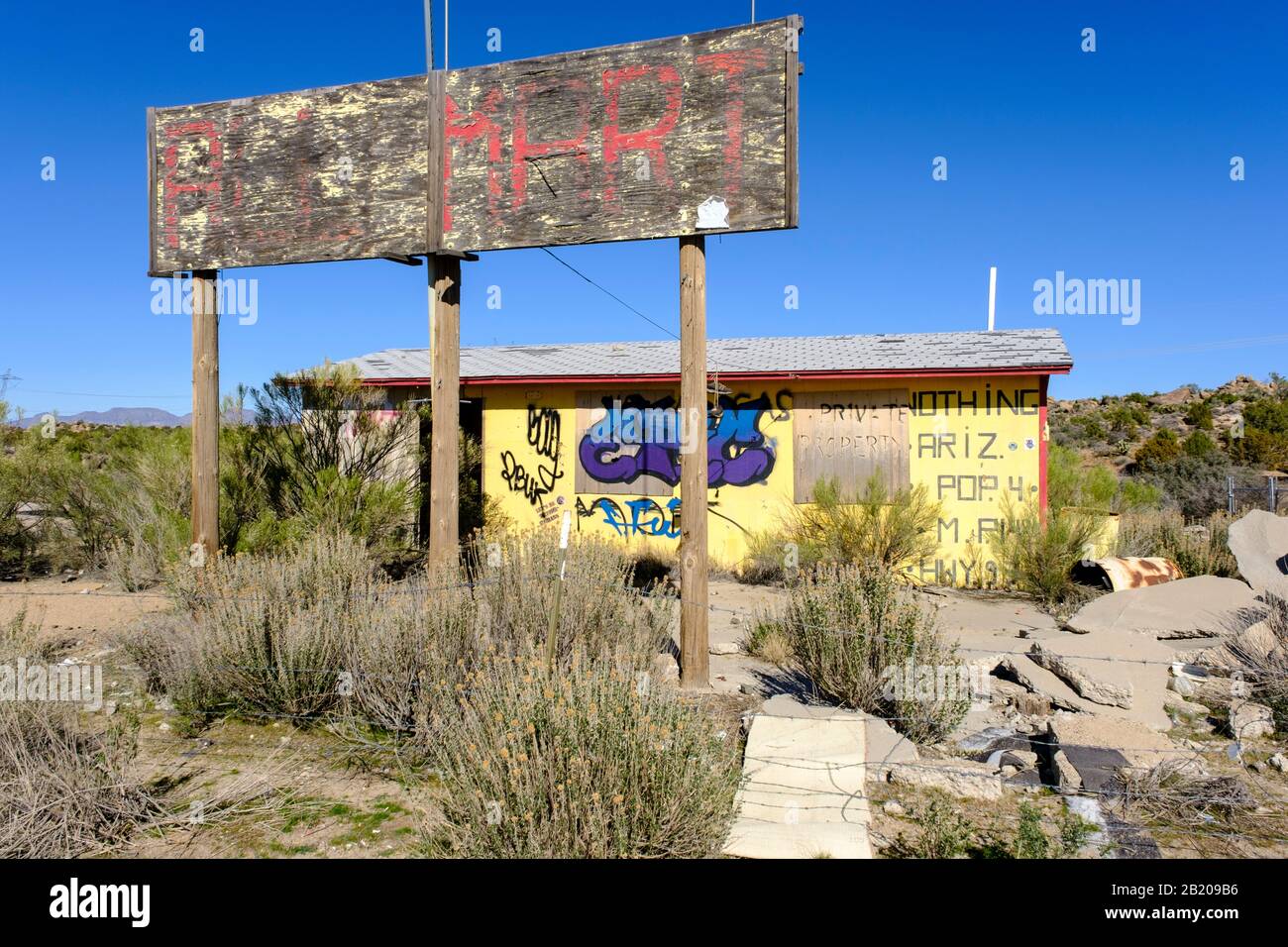 Nothing is an uninhabited ghost town between Wickenburg and Wikieup on ...