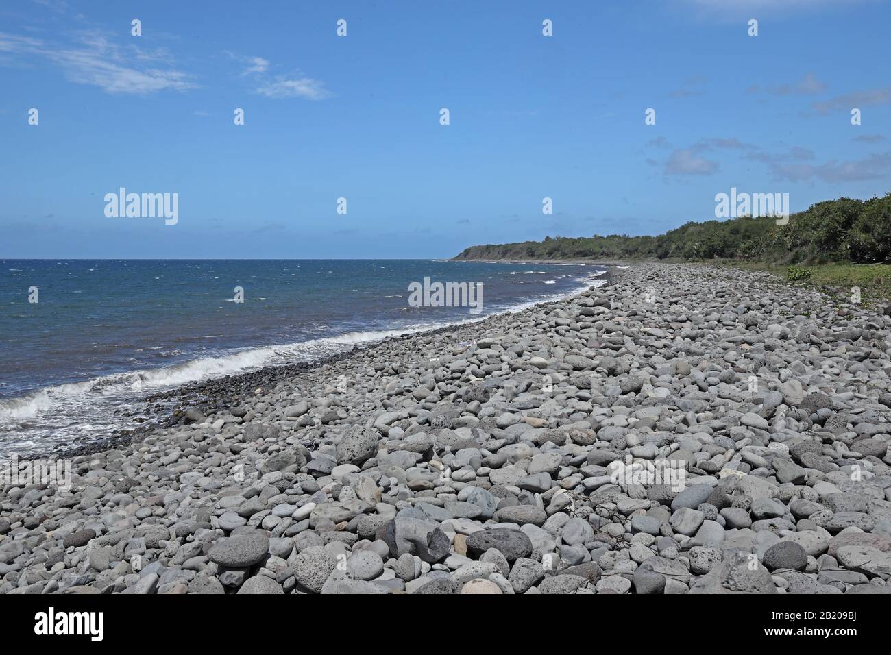 view along stoney beach Reunion Island, Indian Ocean December Stock ...