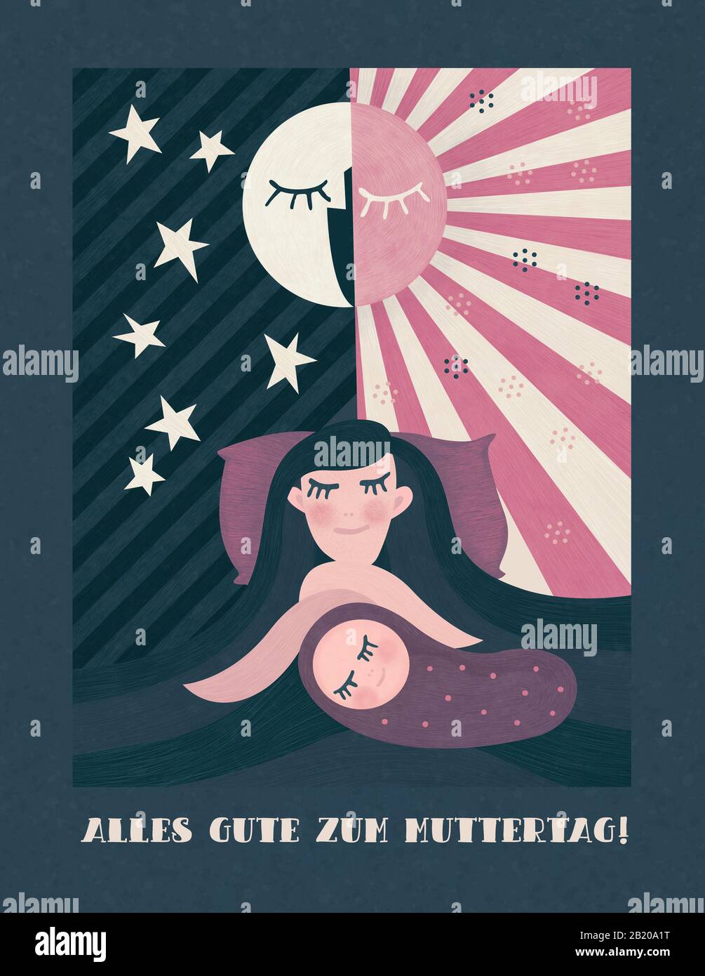 Greeting Card for Mothers Day. Language mutation, German text: Alles ...