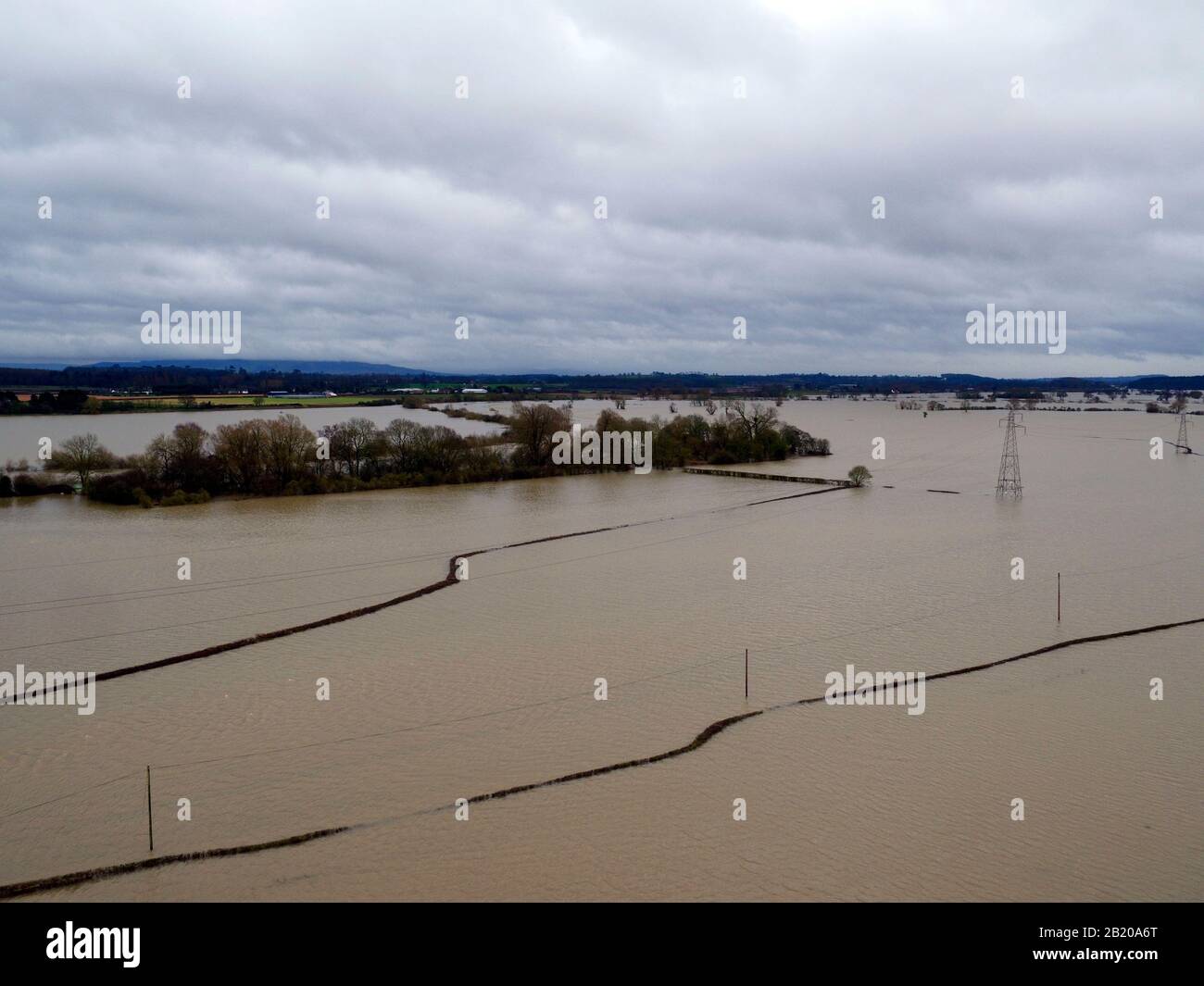 An area of Pixham, Worcestershire, below flood water after the River ...