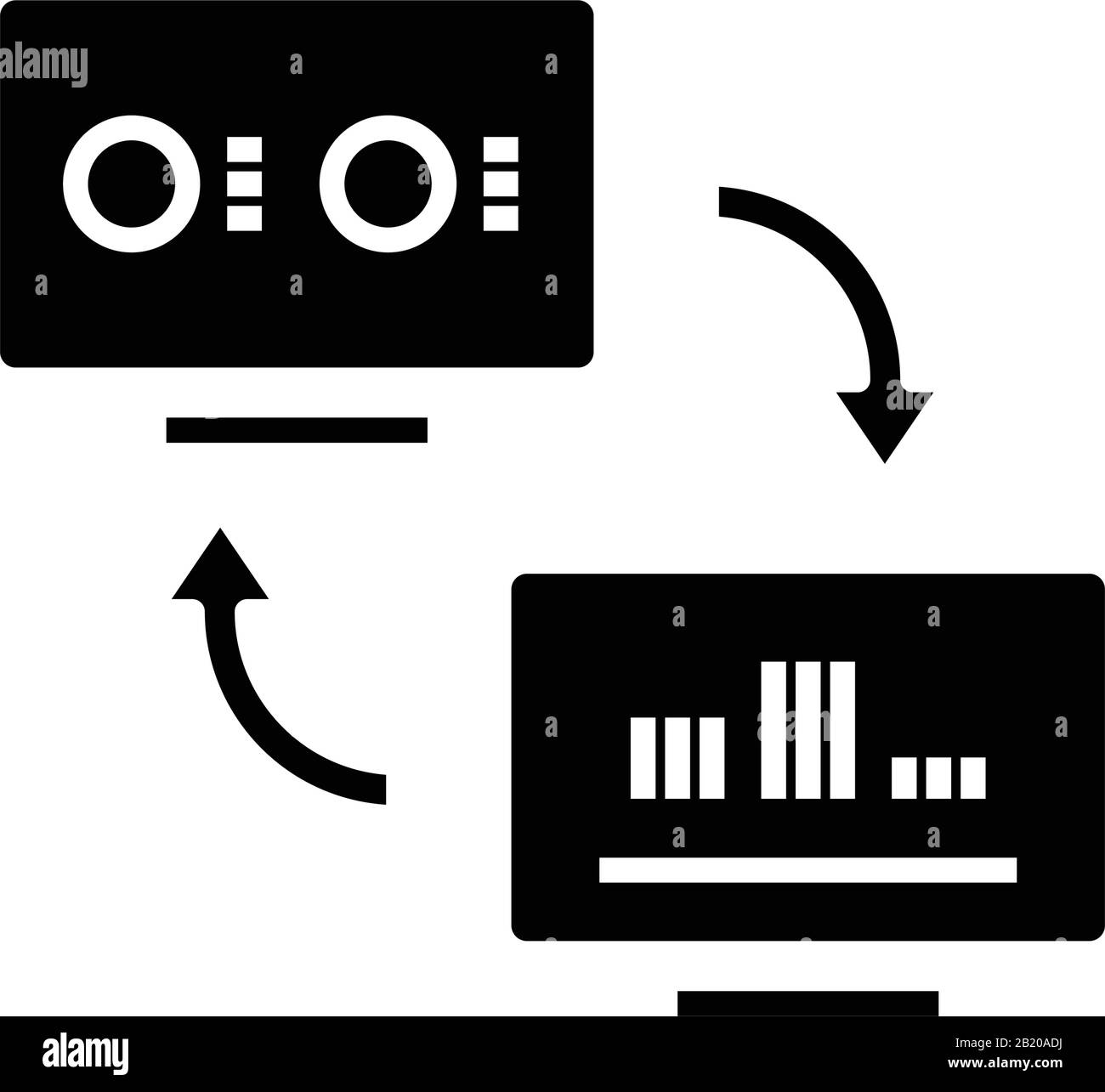 Data transfer black icon, concept illustration, vector flat symbol ...