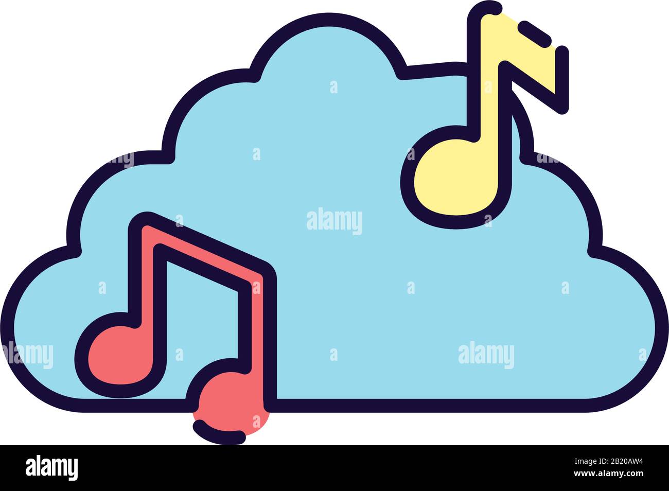 Music notes cloud shape illustration hi-res stock photography and ...