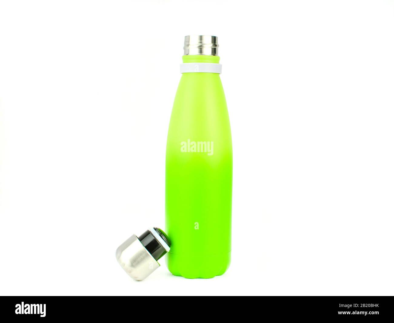 Stainless thermos flask water bottle, isolated on white background ...