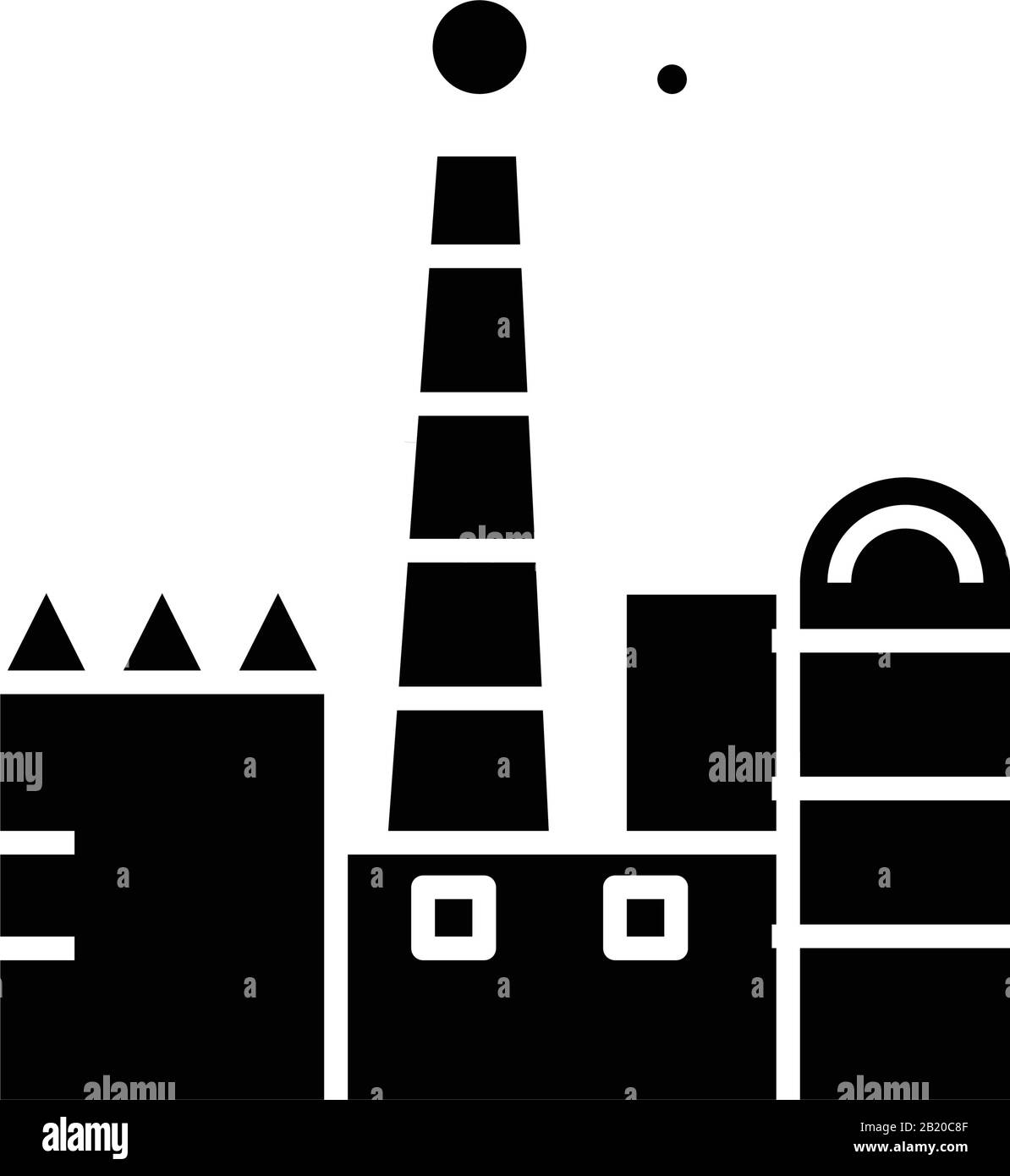 Factory black icon, concept illustration, vector flat symbol, glyph ...