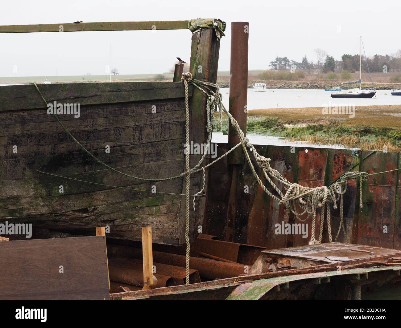 Lower Halstow, Kent, UK. 28th Feb, 2020. The remains of the last ...