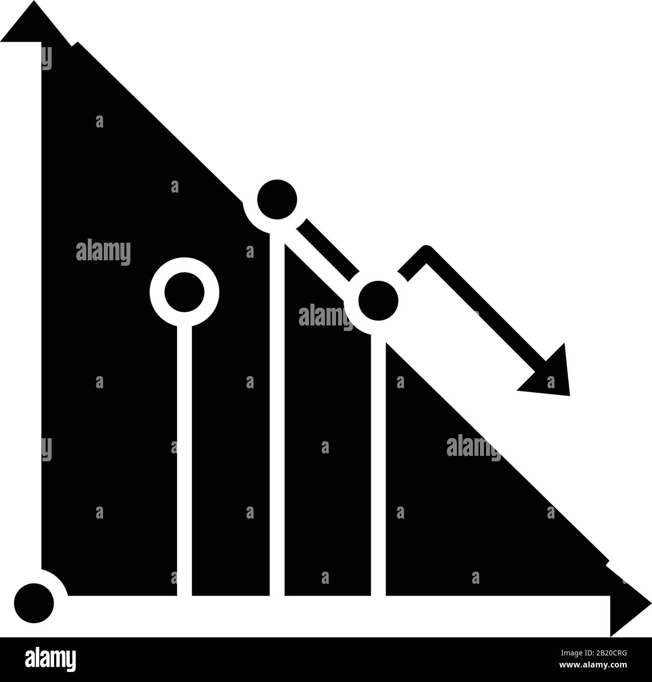 Decreasing data black icon, concept illustration, vector flat symbol ...