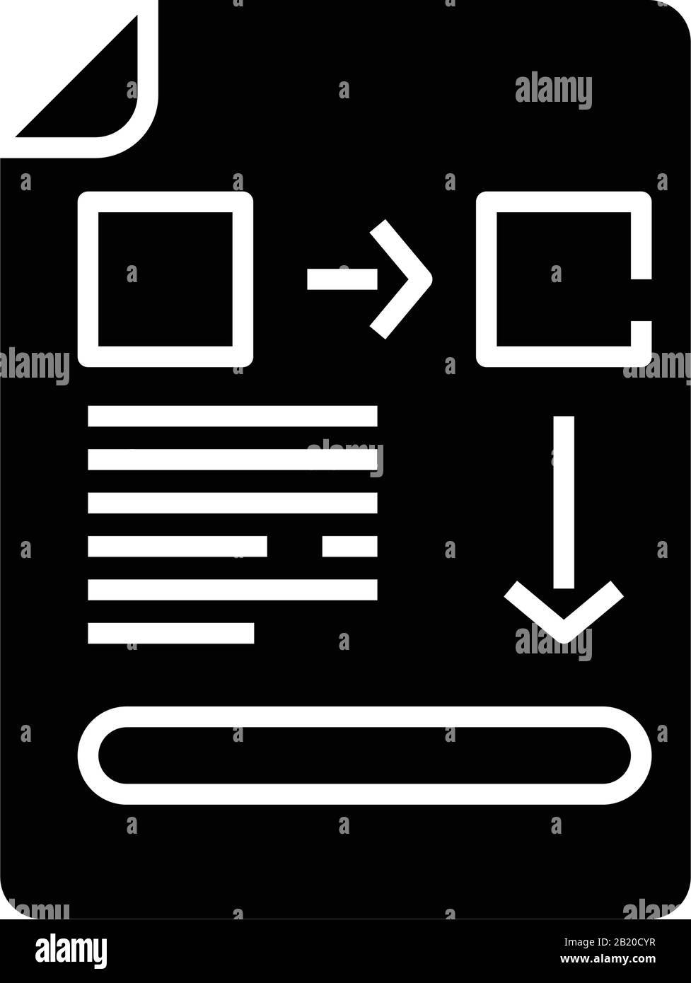 Document data black icon, concept illustration, vector flat symbol ...