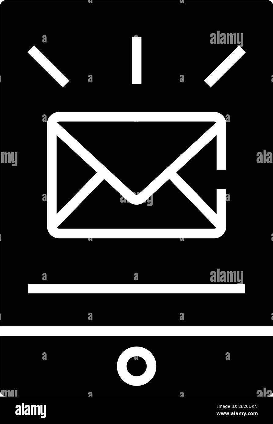 Email letter black icon, concept illustration, vector flat symbol ...