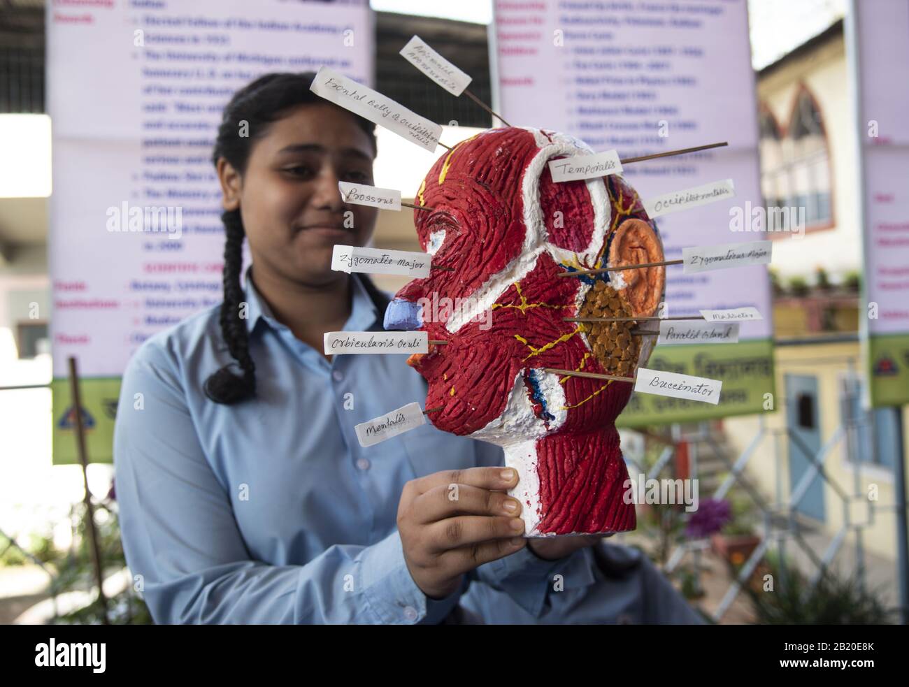 Guwahati, Assam, India. 28th Feb, 2020. Students show their science ...