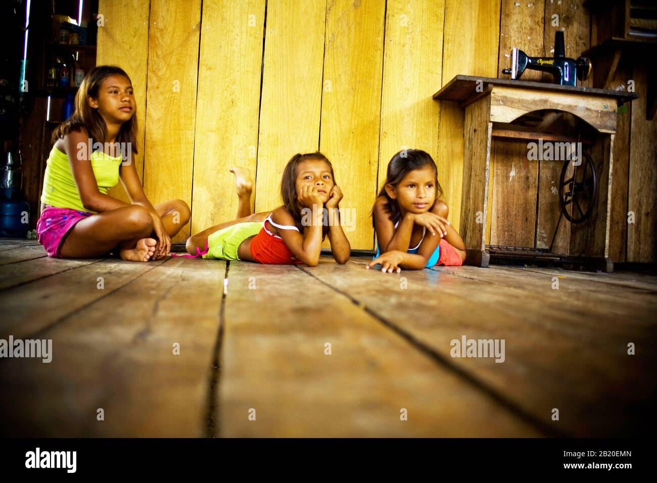 Seating girls in the Ground, Abacaba Community, Novo Airão, Amazonas ...