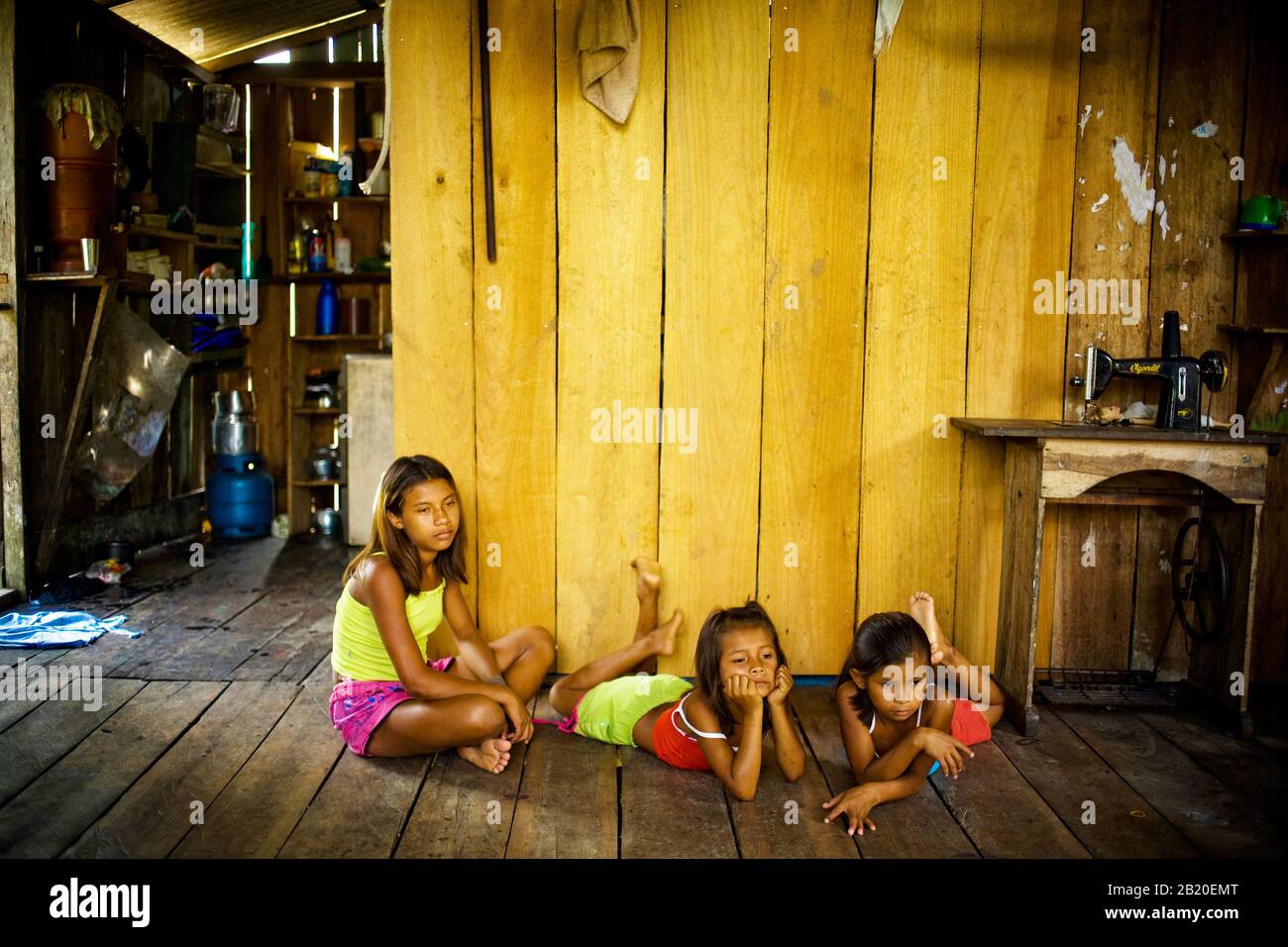 Seating girls in the Ground, Abacaba Community, Novo Airão, Amazonas ...