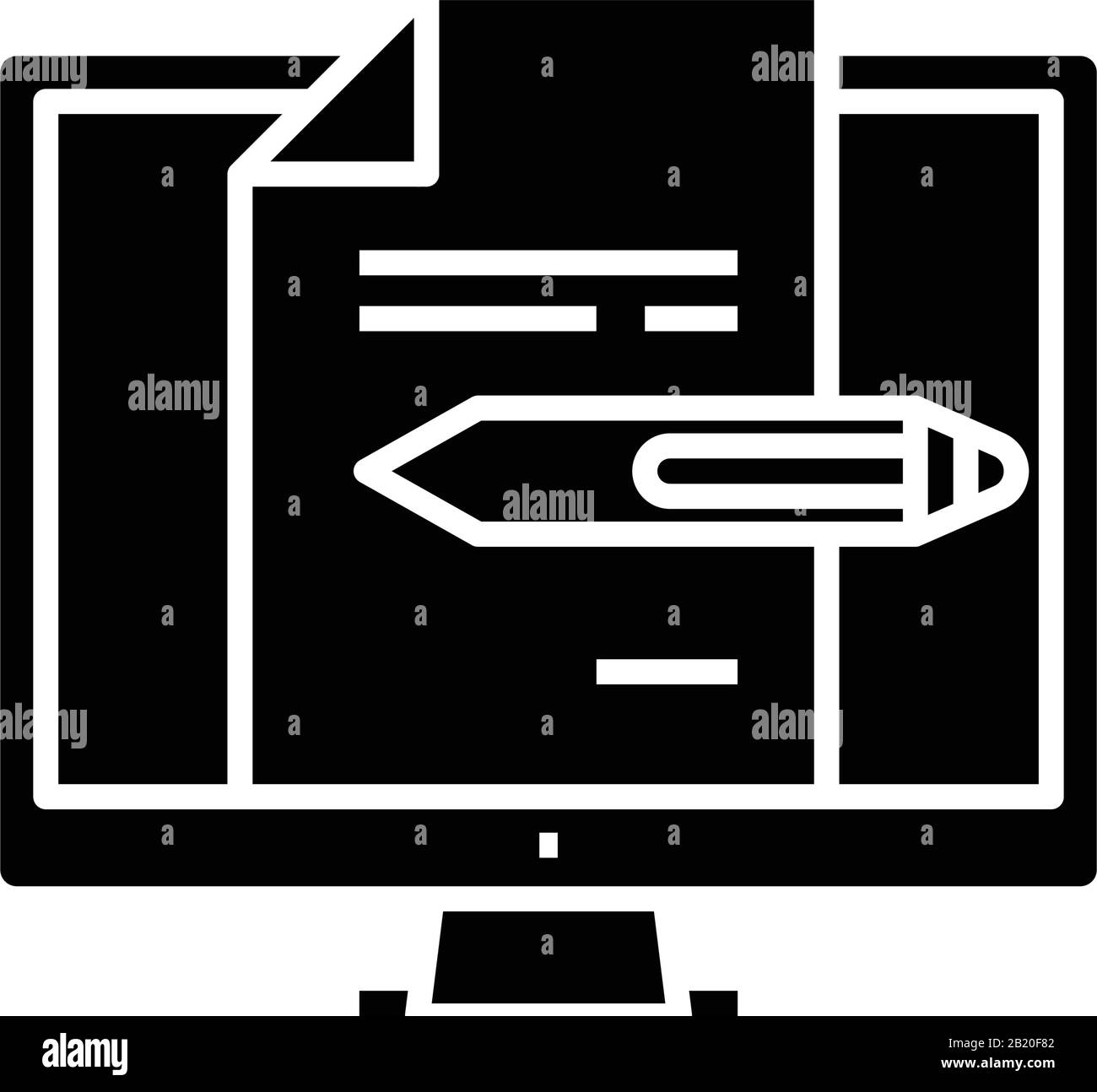 Editing files black icon, concept illustration, vector flat symbol ...