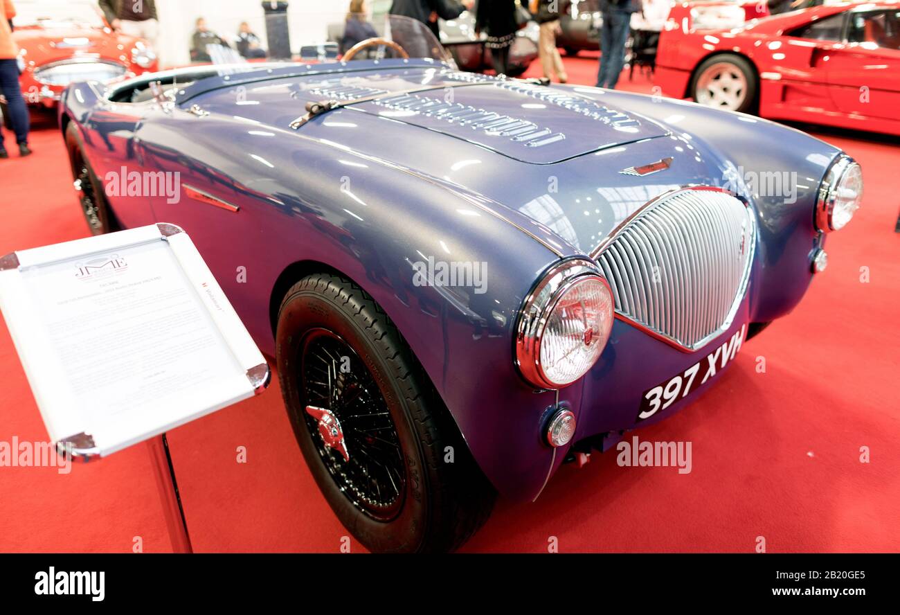 An Austin Healey 100 Racer At The Classic Car Show London 2020 Stock ...