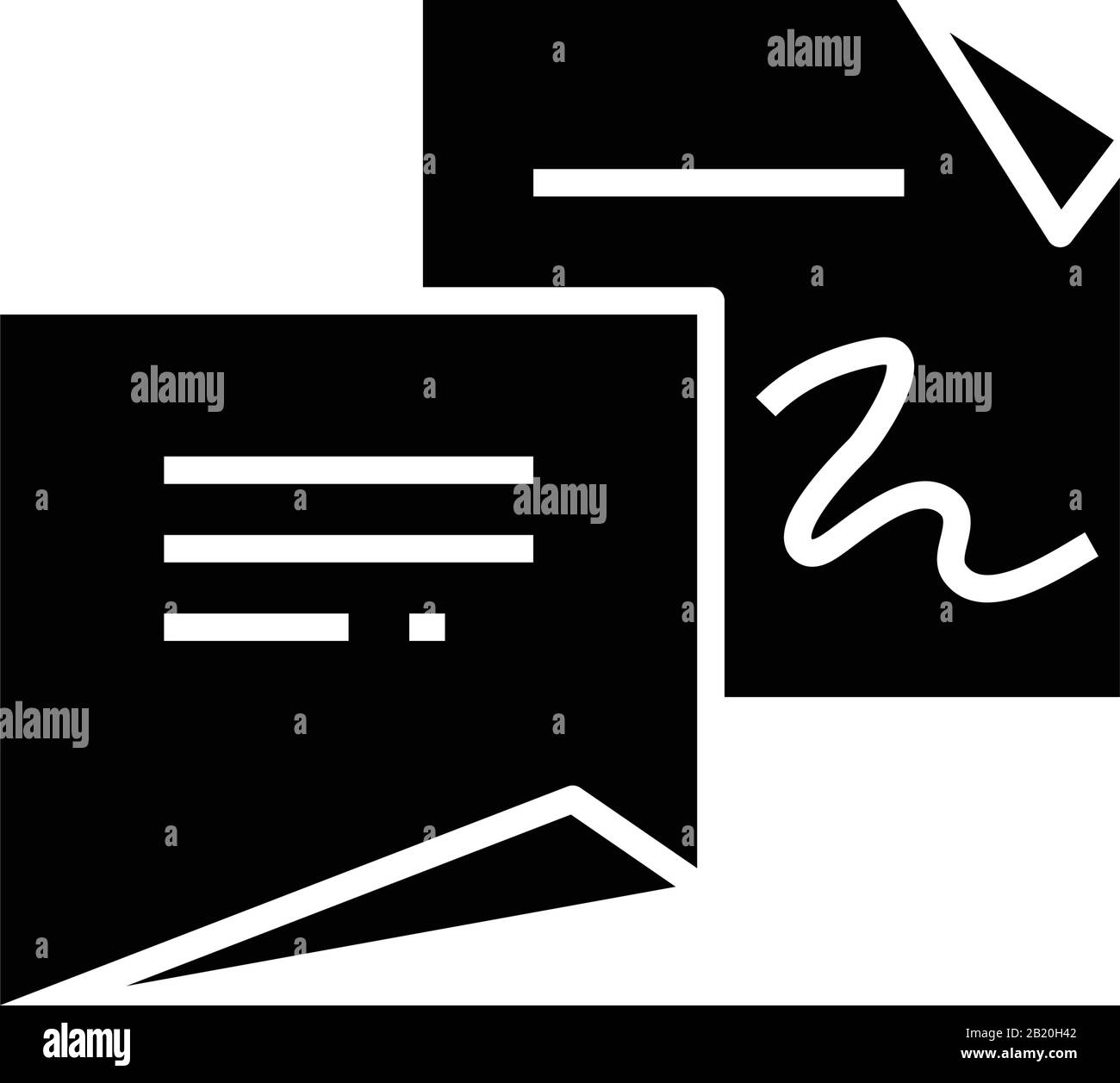 Documents black icon, concept illustration, vector flat symbol, glyph ...