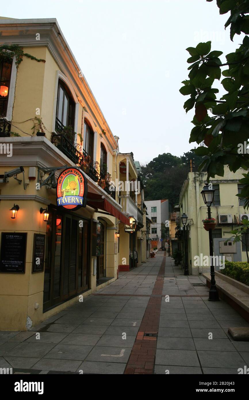 Macau, FEB 5: Afternoon view of the old Taipa street on FEB 5, 2008 at ...