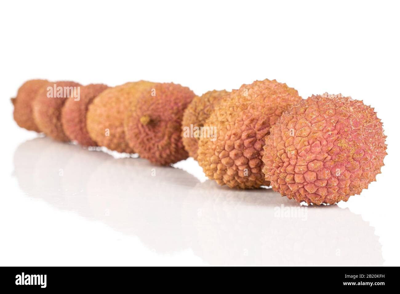 Group of eight whole fresh lychee isolated on white background Stock ...