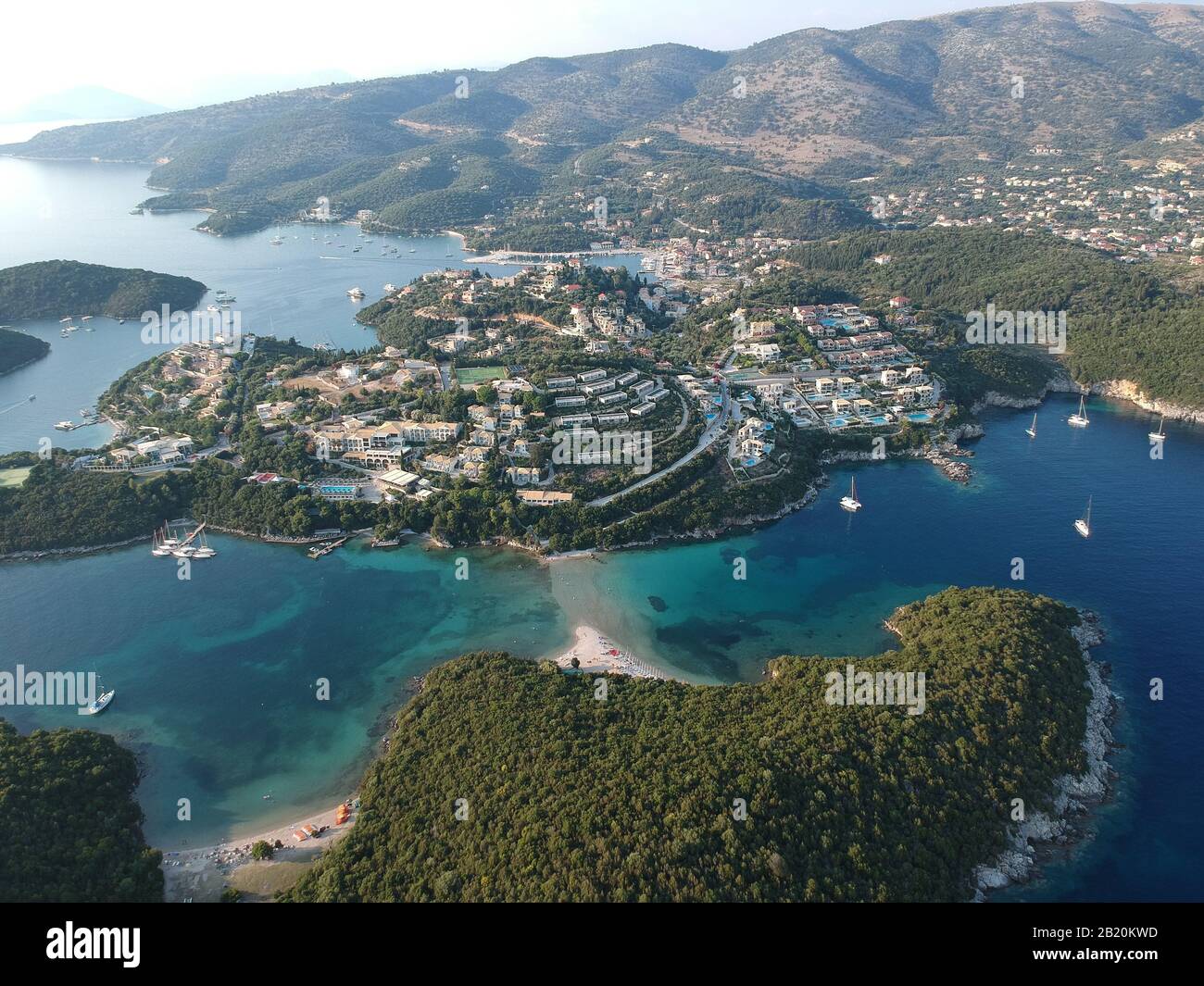 aerial view bella vraka beach in sivota town famous tourist destination ...