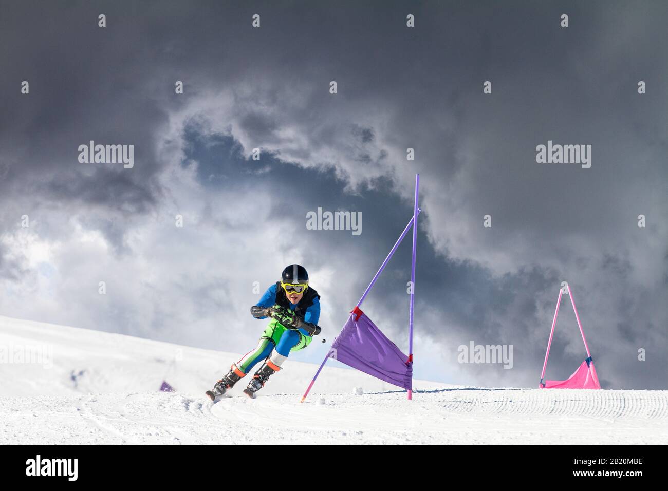 athlete engaged in super g Stock Photo - Alamy
