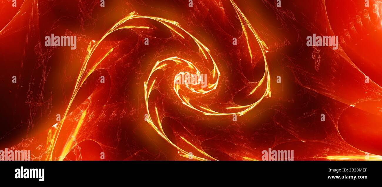 Fiery glowing artificial spiral virus, computer generated abstract ...
