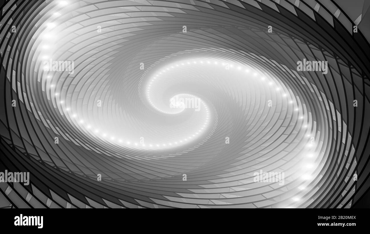 Glowing spiral black and white abstract effect, computer generated ...