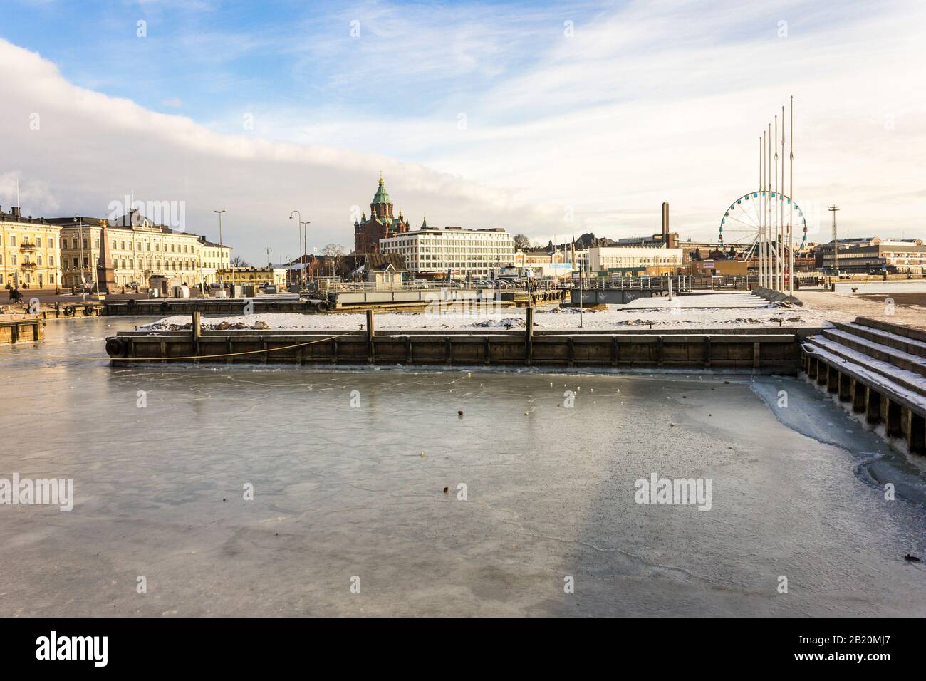 Helsinki, Finland. Views of the frozen waters that surround the old ...