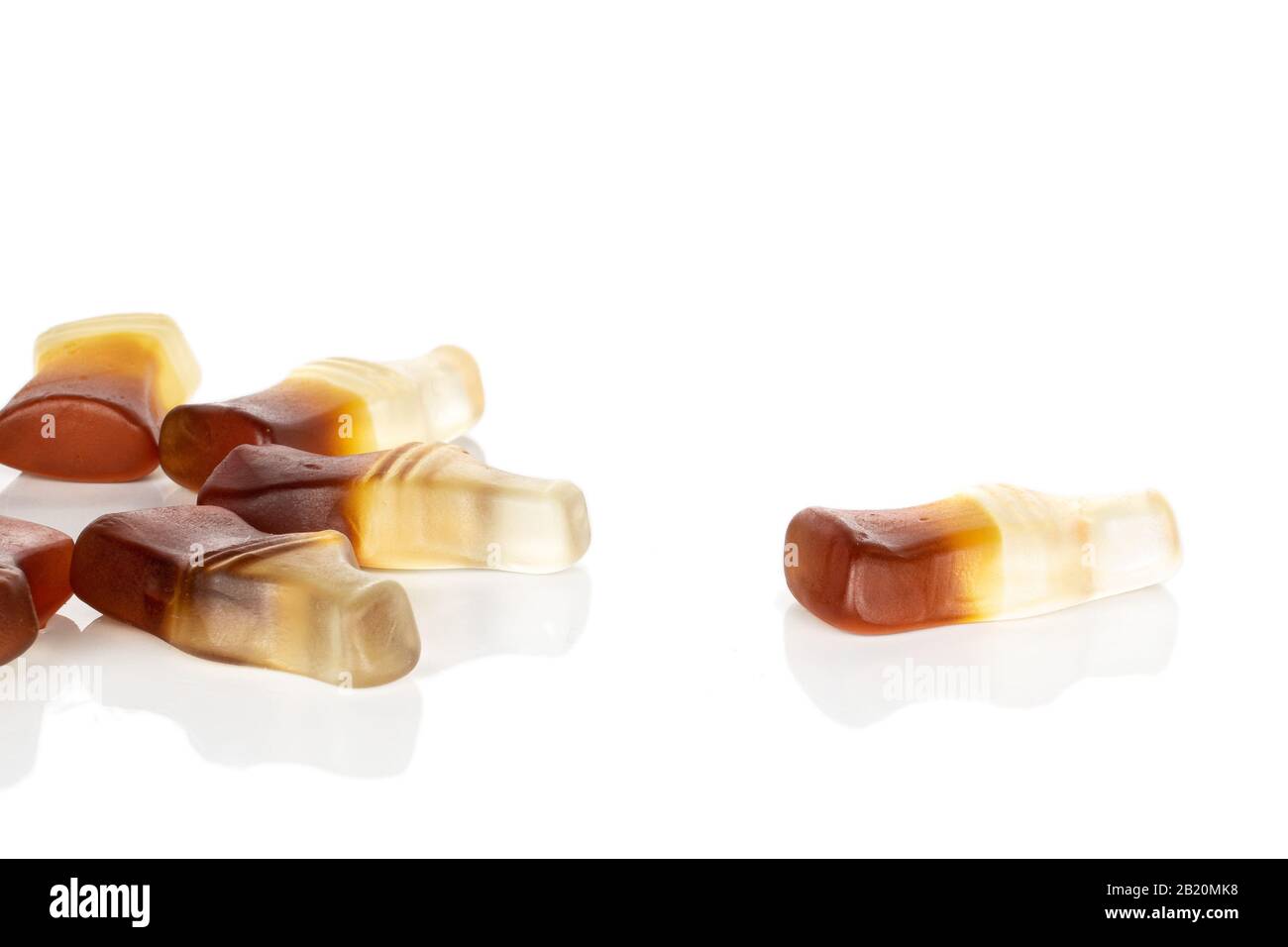 Group of six whole sweet jelly cola isolated on white background Stock ...