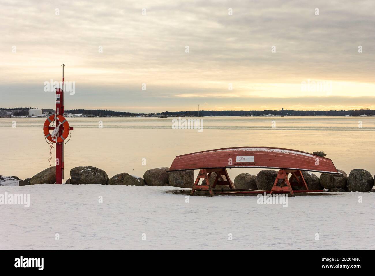 Helsinki, Finland. Views of the frozen waters that surround the old ...