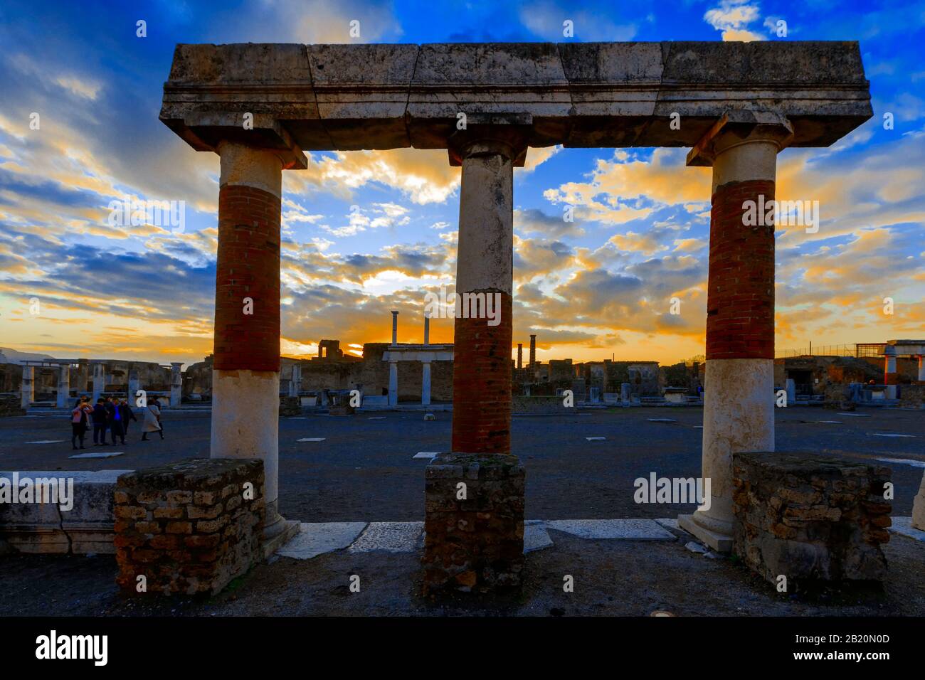 Sunset over ancient ruins of Pompeii Stock Photo - Alamy