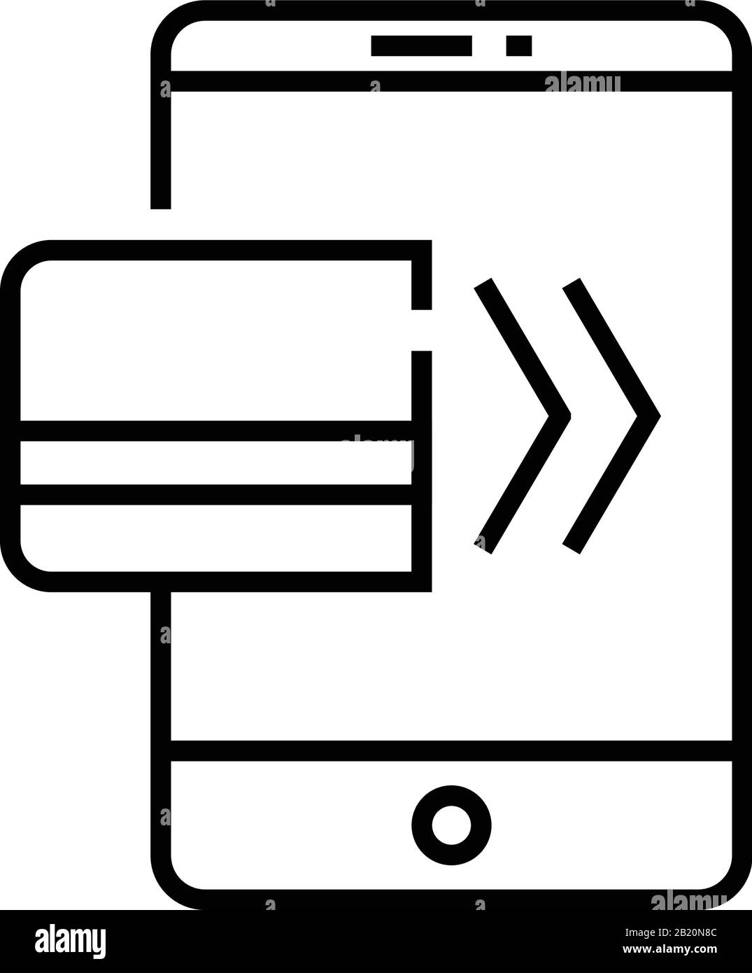 Mobile money line icon, concept sign, outline vector illustration ...