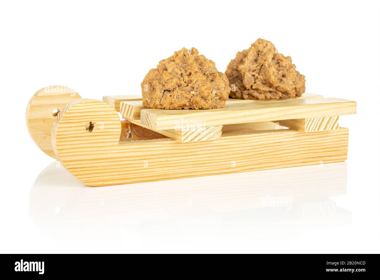 Group of two whole homemade brown coconut biscuit with chocolate with ...