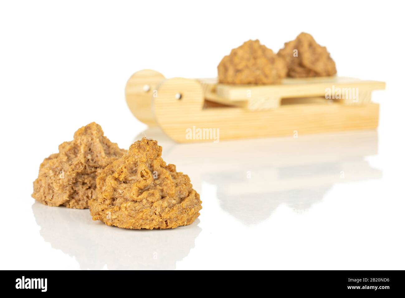 Group of four whole homemade brown coconut biscuit with chocolate with ...