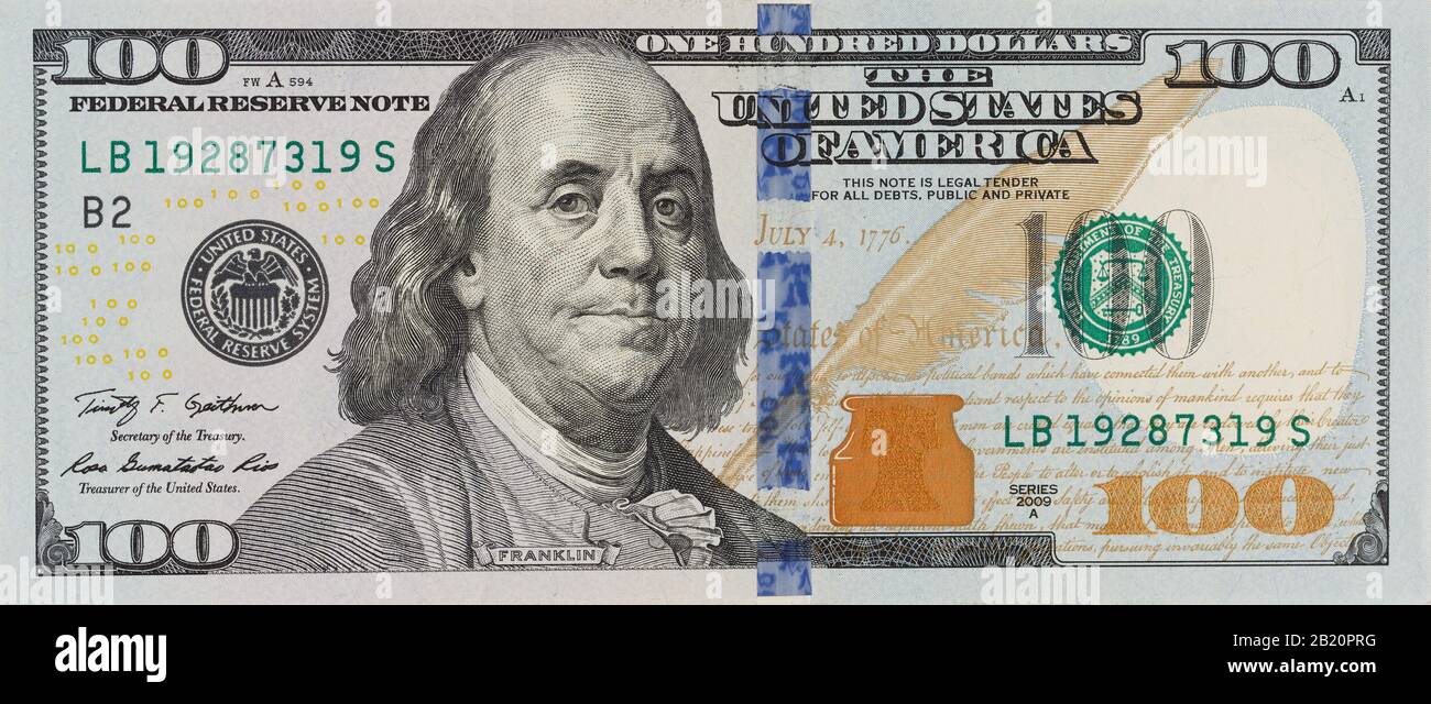 The denomination hundred dollars on isolated white background. new ...