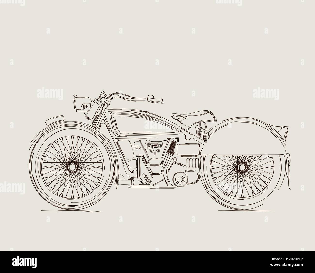 Vintage Indian Motorcycle Drawing