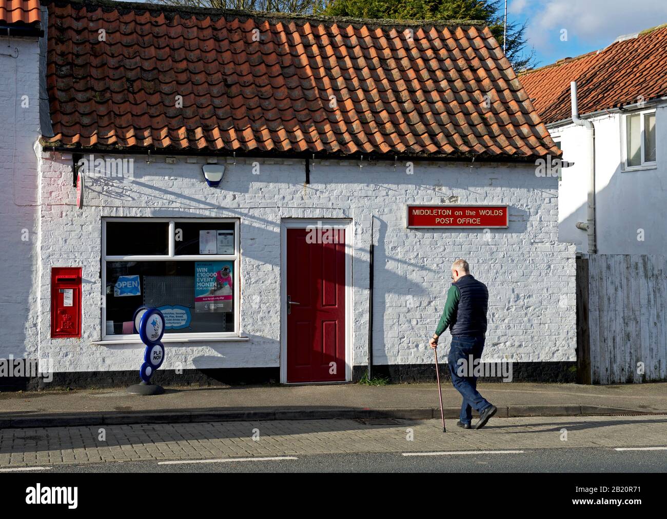 The Post Office and shop in the village of Middleton on the Wolds, East ...