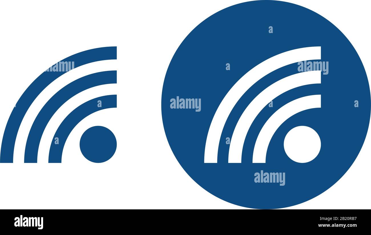 Wifi signal icon. Option in a circle and without it. Vector blue icons ...